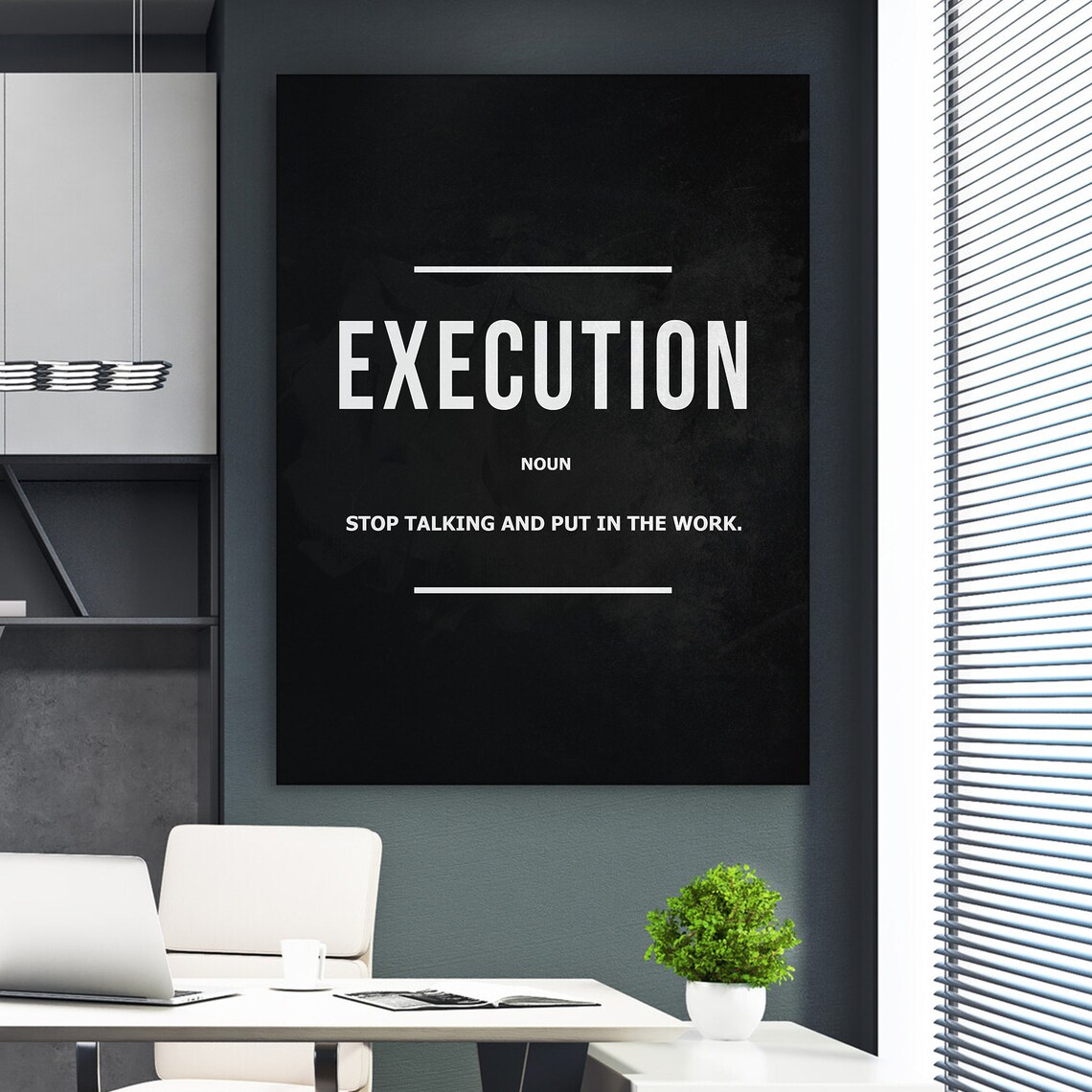Execution Inspirational Canvas Print Motivational Wall Office - Etsy
