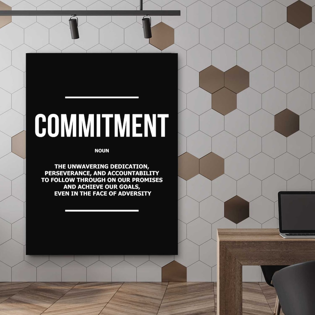 Commitment Wall Art, Achieve Dedication Print Quote Modern Art Hanging Goal Achievement Canvas ...