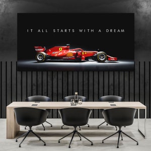 Formula One Dreams Canvas Print, Inspirational Racing Decor, Red F1 Car ...