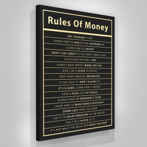 Rules of Money Motivational Wall Art Canvas Print Office Decor - Etsy