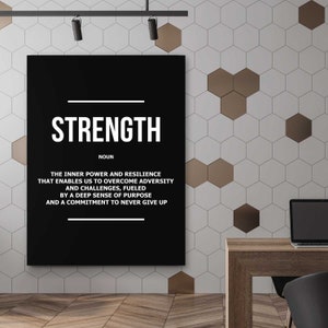 Strength Wall Art, Modern Motivation Home Office Decor Poster ...