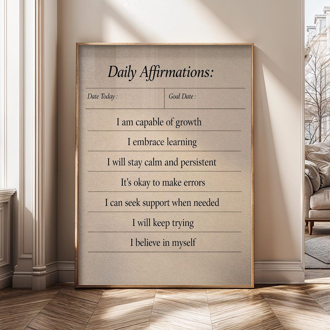 Daily Affirmations Wall Art, Self Love Quote Print, Positive Mindset ...