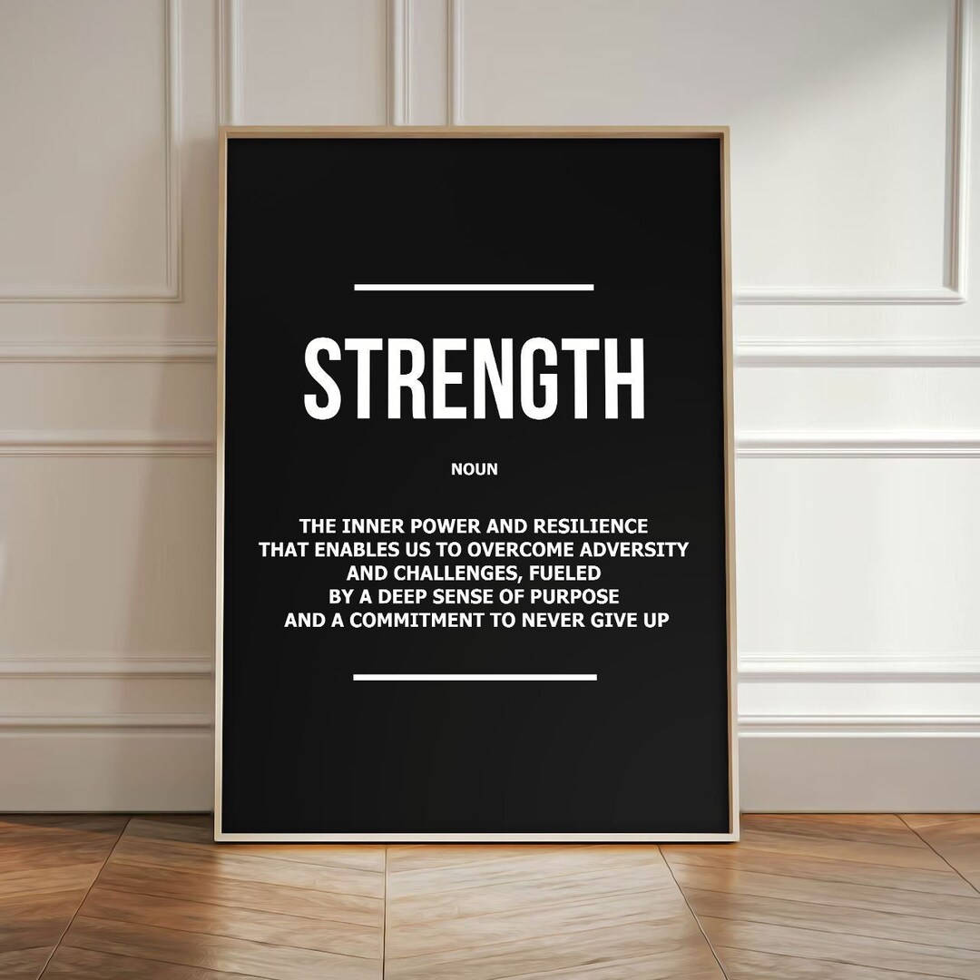 Strength Wall Art, Modern Motivation Home Office Decor Poster ...