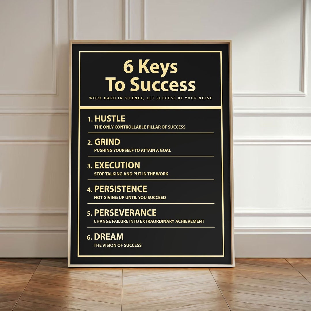 6 Keys to Success Wall Art Motivational Modern Art Canvas Print Office ...