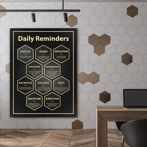 Daily Reminders Motivational Canvas Print Modern Wall Art Office Decor ...