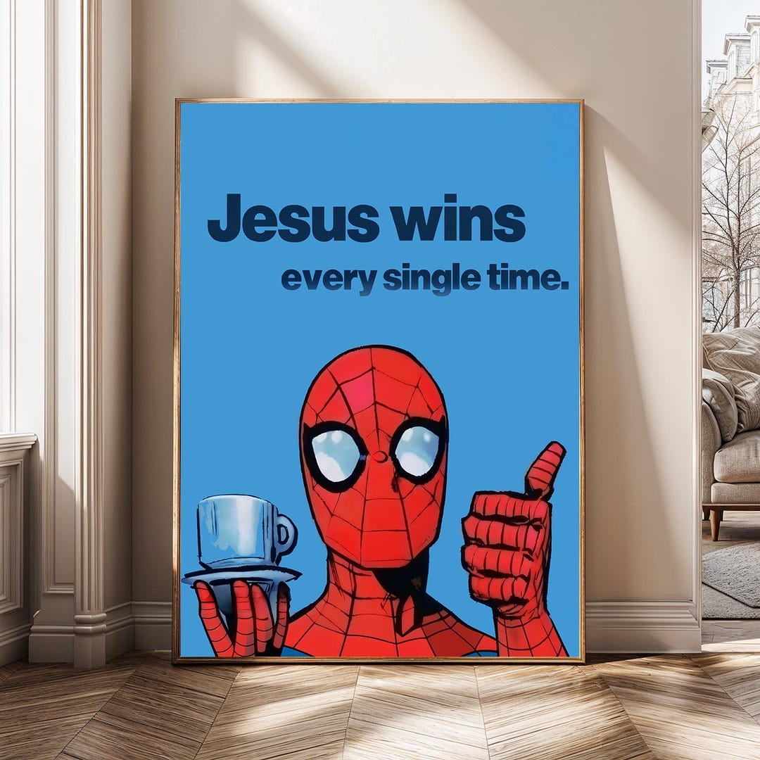 Jesus Wins Wall Art | Christian Superhero Poster | Faith Motivational ...