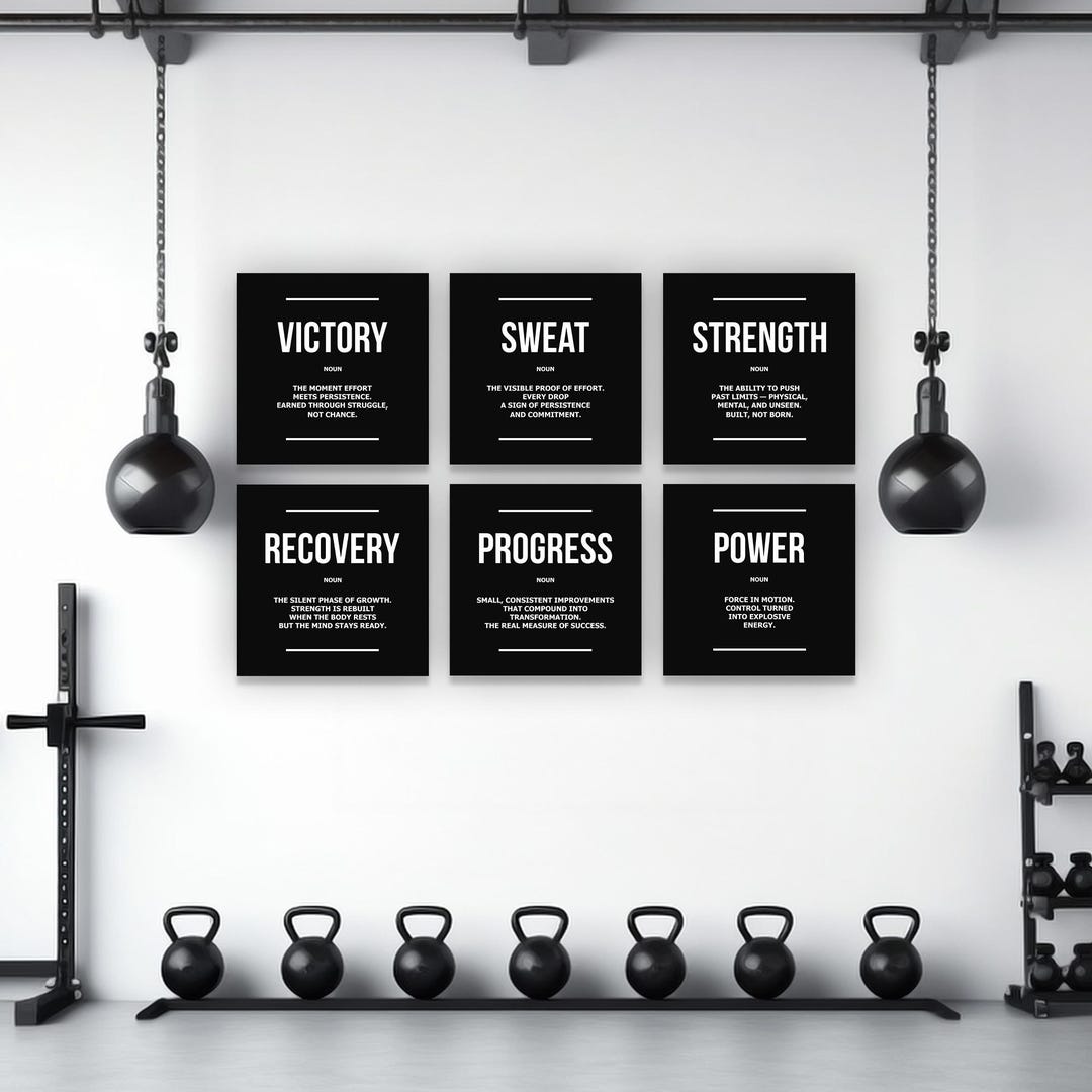 6x Gym Definition Wall Art Set | Motivational Fitness Canvas Prints ...