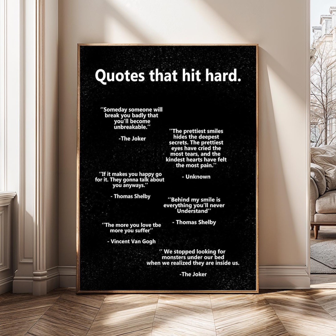 Quotes That Hit Hard Wall Art | Motivational Canvas Print | Deep ...
