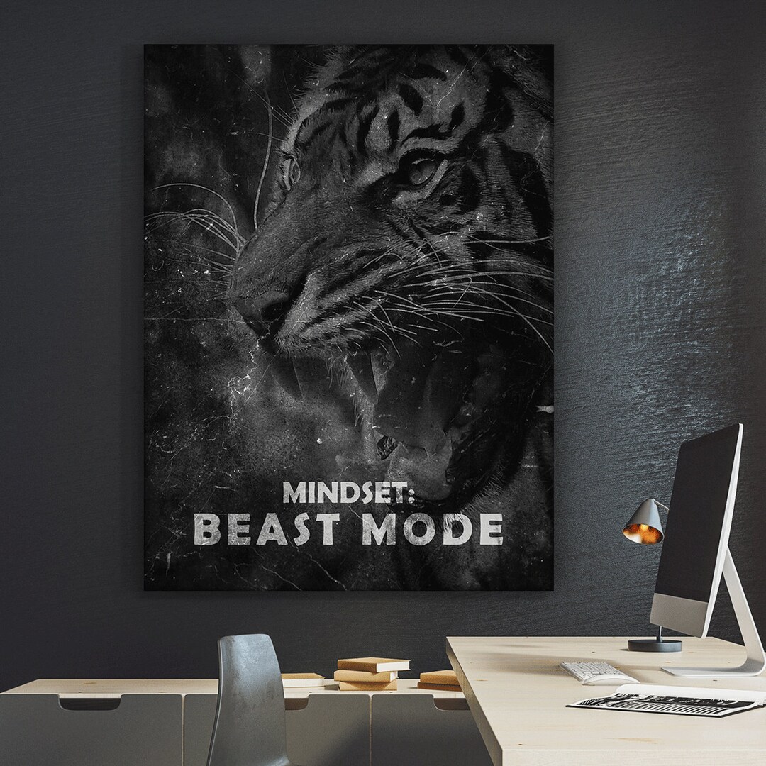 Beast Mode Canvas Print, Tiger Mentality Wall Art, Motivational Office ...