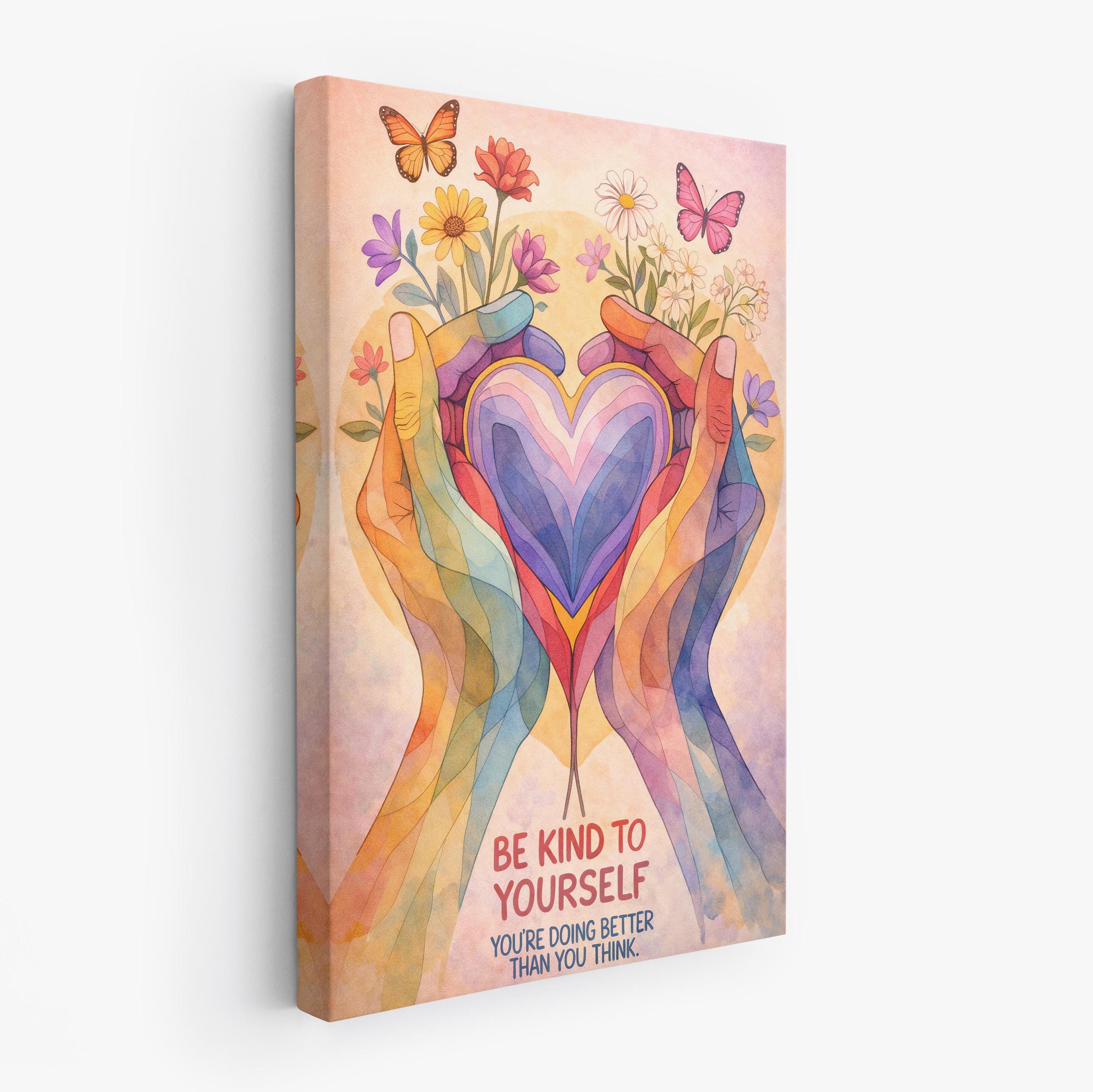 Be Kind to Yourself Wall Art – Inspirational Quote Canvas Print, Self ...