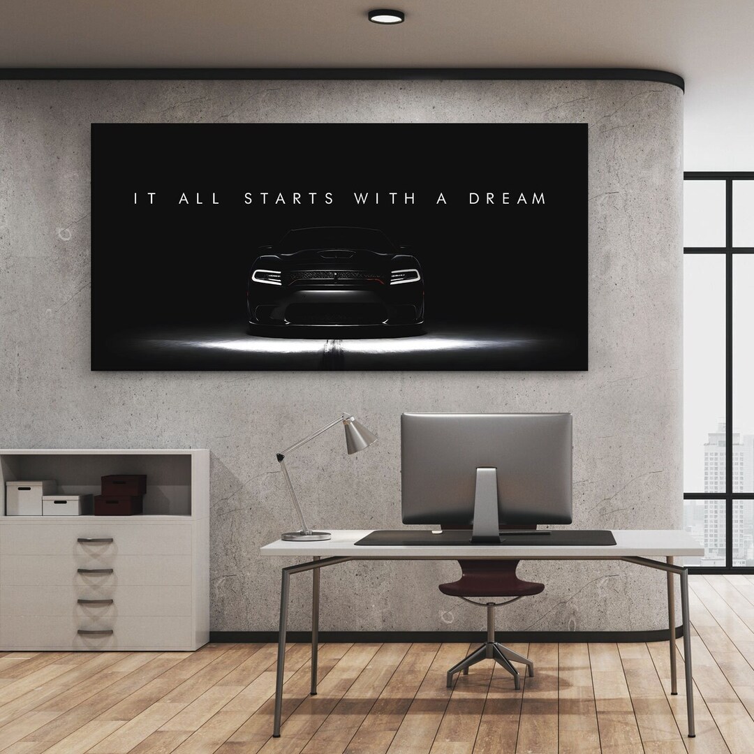 Dodge Charger SRT Hellcat Inspirational Dream Big Wall Art, Motivation ...