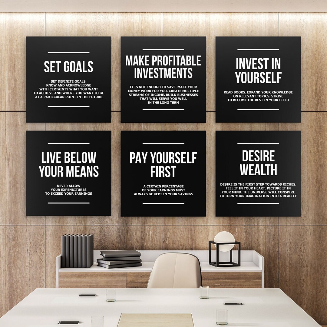 6x Money Investing Motivational Canvas Prints Investor Definitions Wall ...