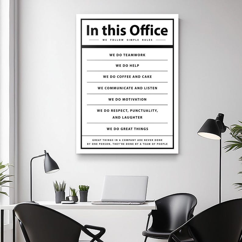 In This Office Wall Art | Office Rules Sign | Teamwork Motivation ...
