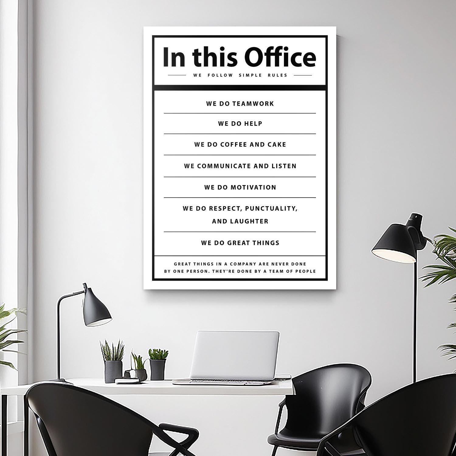 In This Office Wall Art | Office Rules Sign | Teamwork Motivation ...