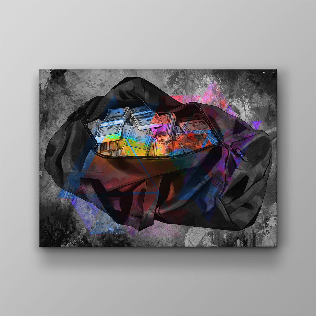 Money Bag Pop Art Canvas Print Millionaire Wall Office Decor, Rich 100 ...