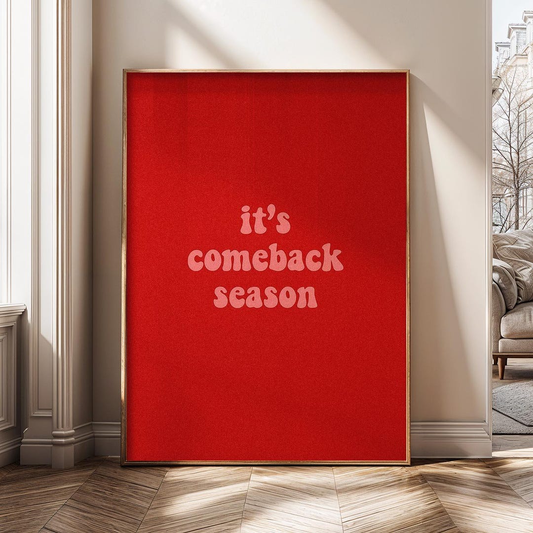 It’s Comeback Season Wall Art, Motivational Quote Canvas Print, Red ...