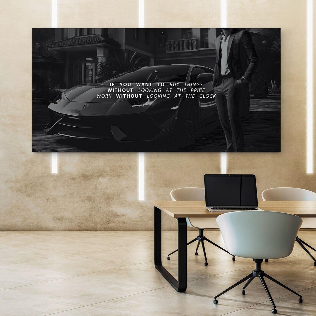 Motivational Wealth Mindset Canvas Wall Art Sports Car Success Decor ...