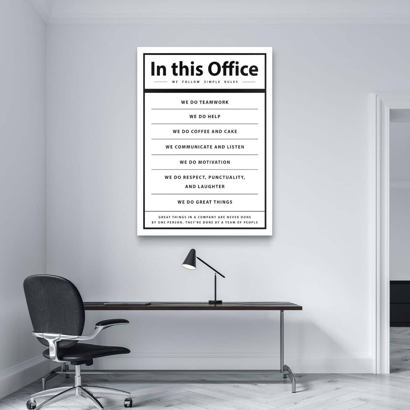 In This Office Wall Art | Office Rules Sign | Teamwork Motivation ...
