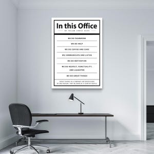 In This Office Wall Art | Office Rules Sign | Teamwork Motivation ...