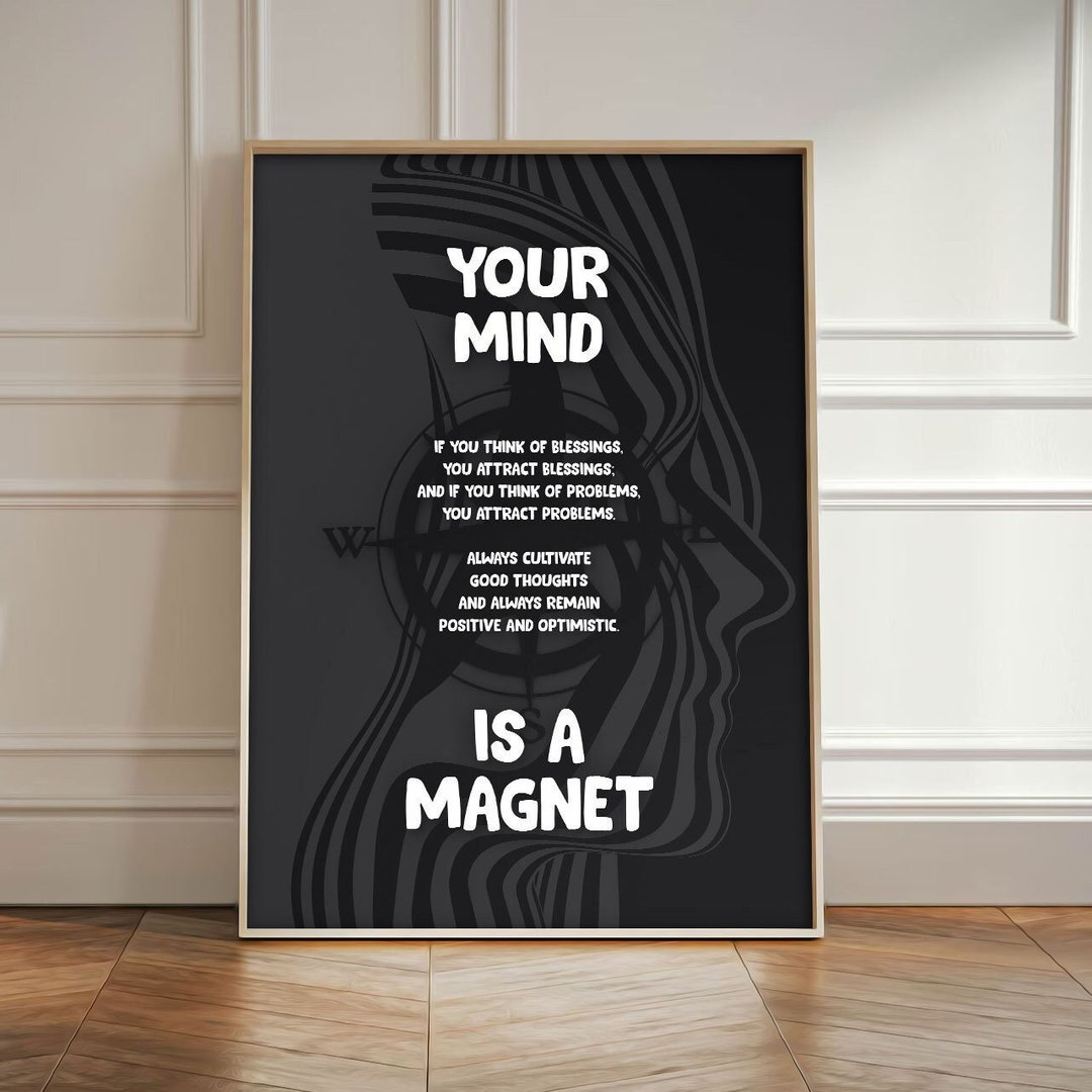 Magnet Mindset Canvas, Positive Energy Poster, Motivational Wall Decor ...