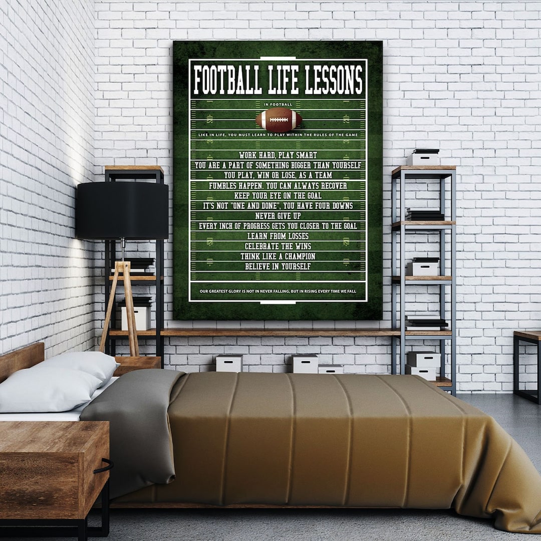 Football Life Lessons Sign Sports Quote Wall Art Poster, American ...
