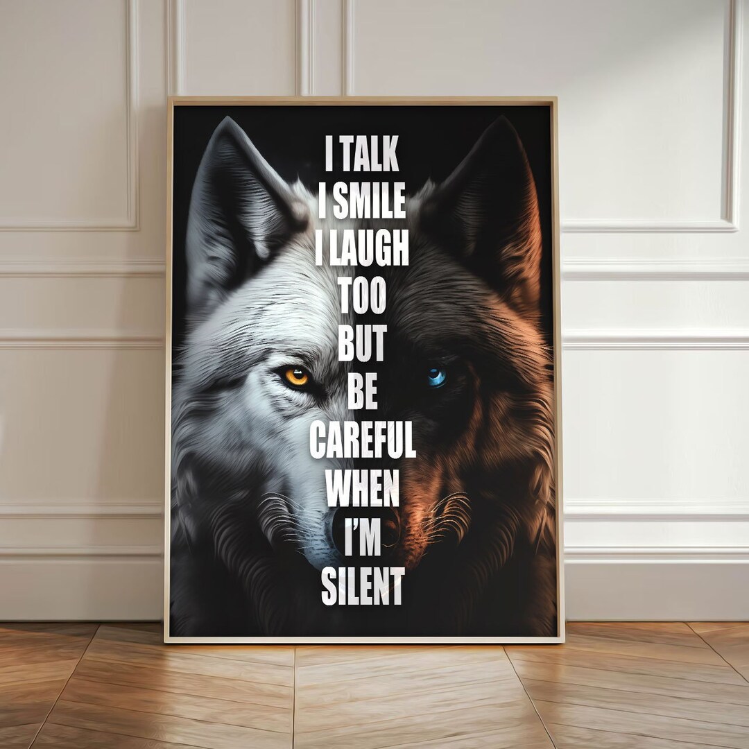 Silent Strength Wolf Mindset Canvas, Inspirational Wall Art, Resilient ...