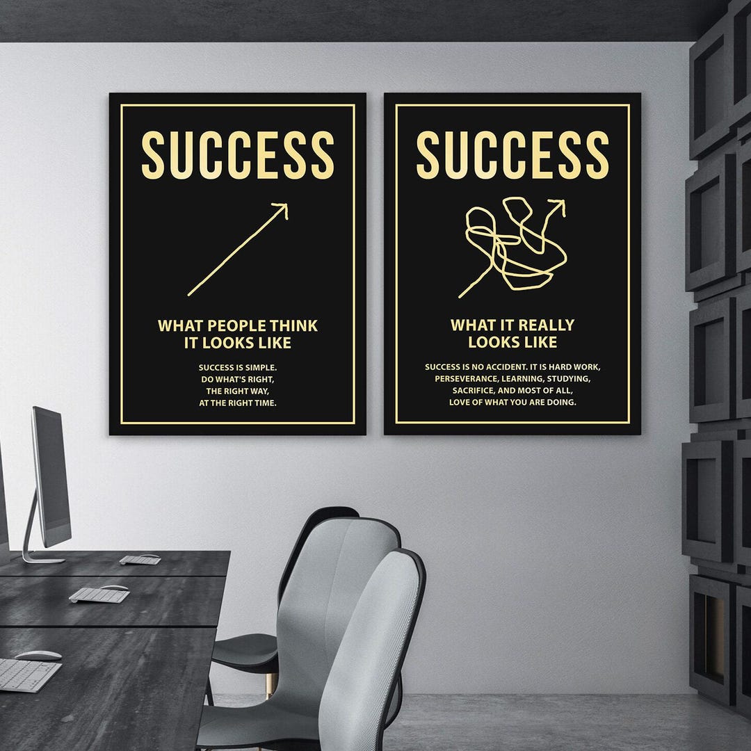 Success Visualization Wall Art - 2 Piece Motivational Canvas Prints for ...