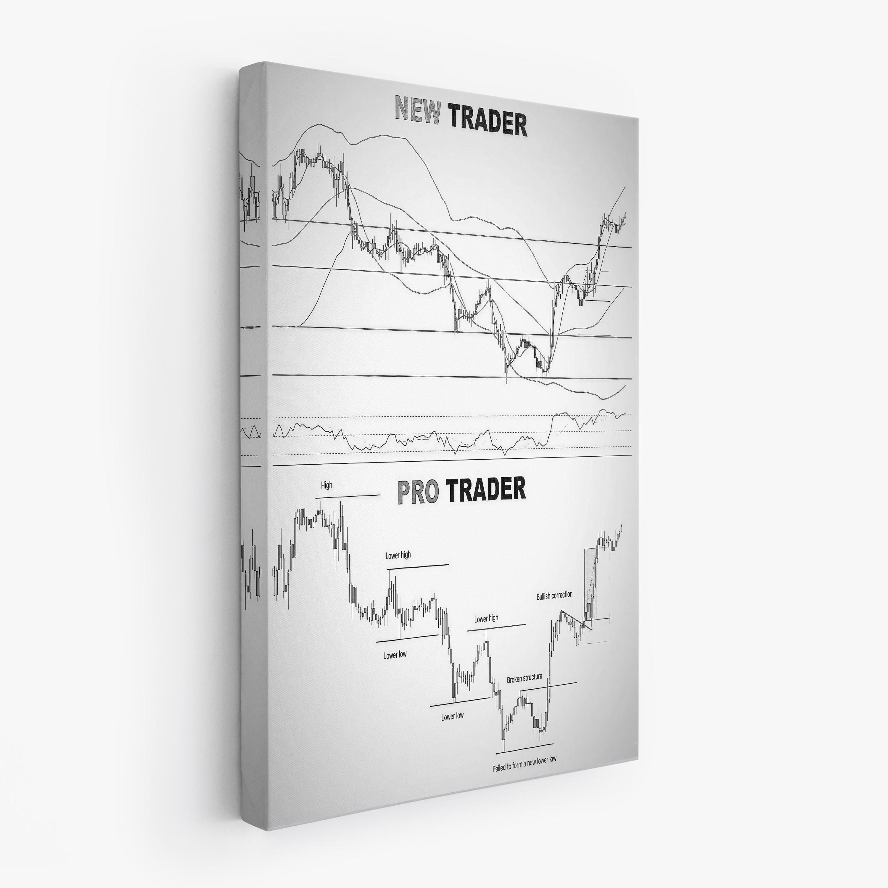 New Trader Vs Pro Trader Wall Art, Trading Psychology Poster, Forex ...