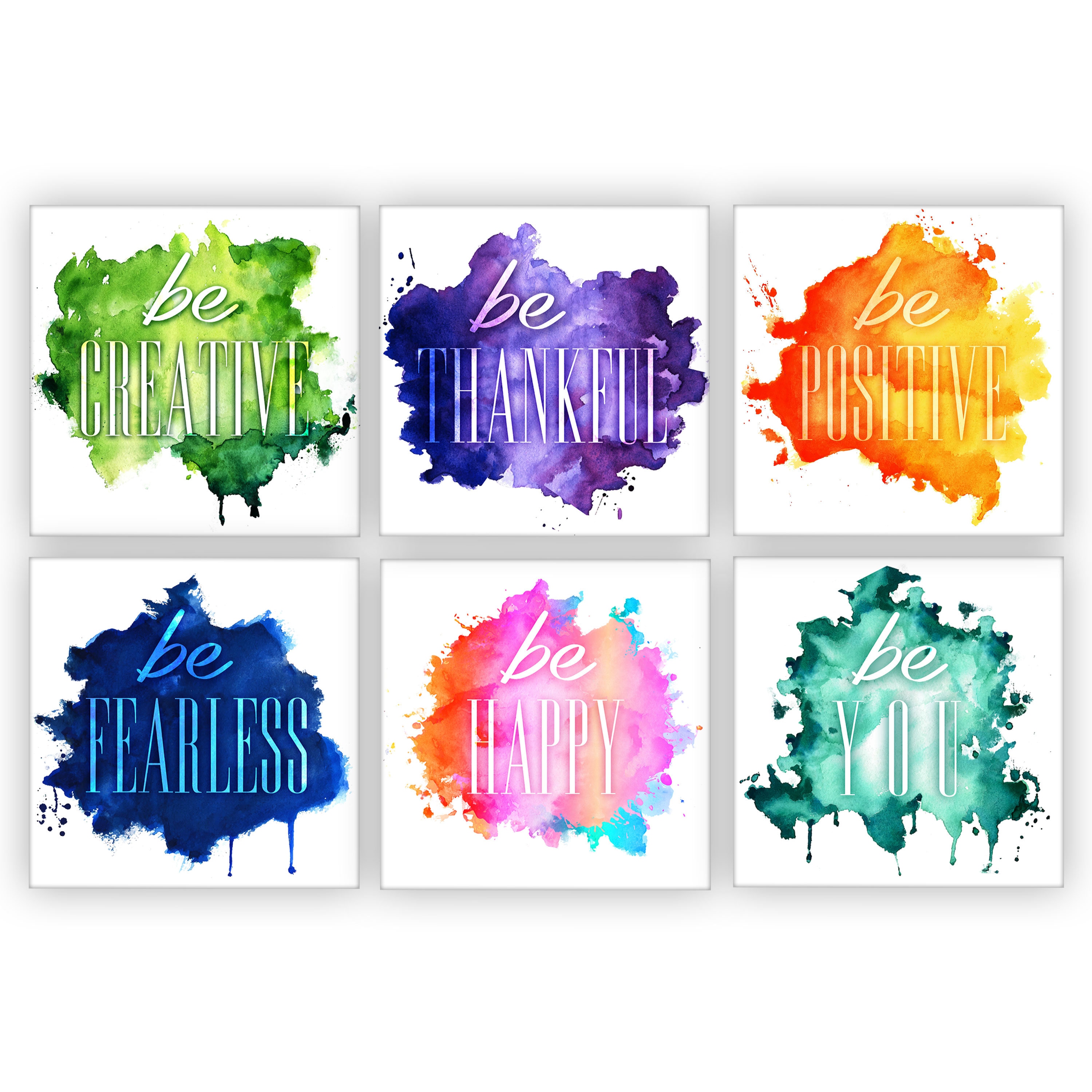 6X Colorful Inspirational Quotes Wall Art Canvas Prints | Etsy