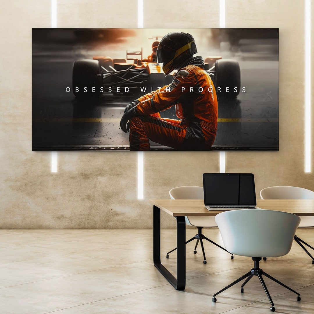Formula 1 Wall Art, Obsessed With Progress Canvas Print, Car Racing ...