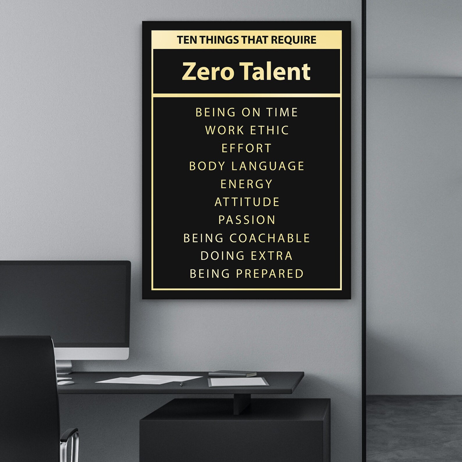 Zero Talent Inspirational Modern Art Canvas Print Wall Art Office Decor ...