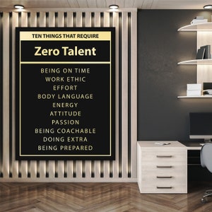 Zero Talent Inspirational Modern Art Canvas Print Wall Art Office Decor ...