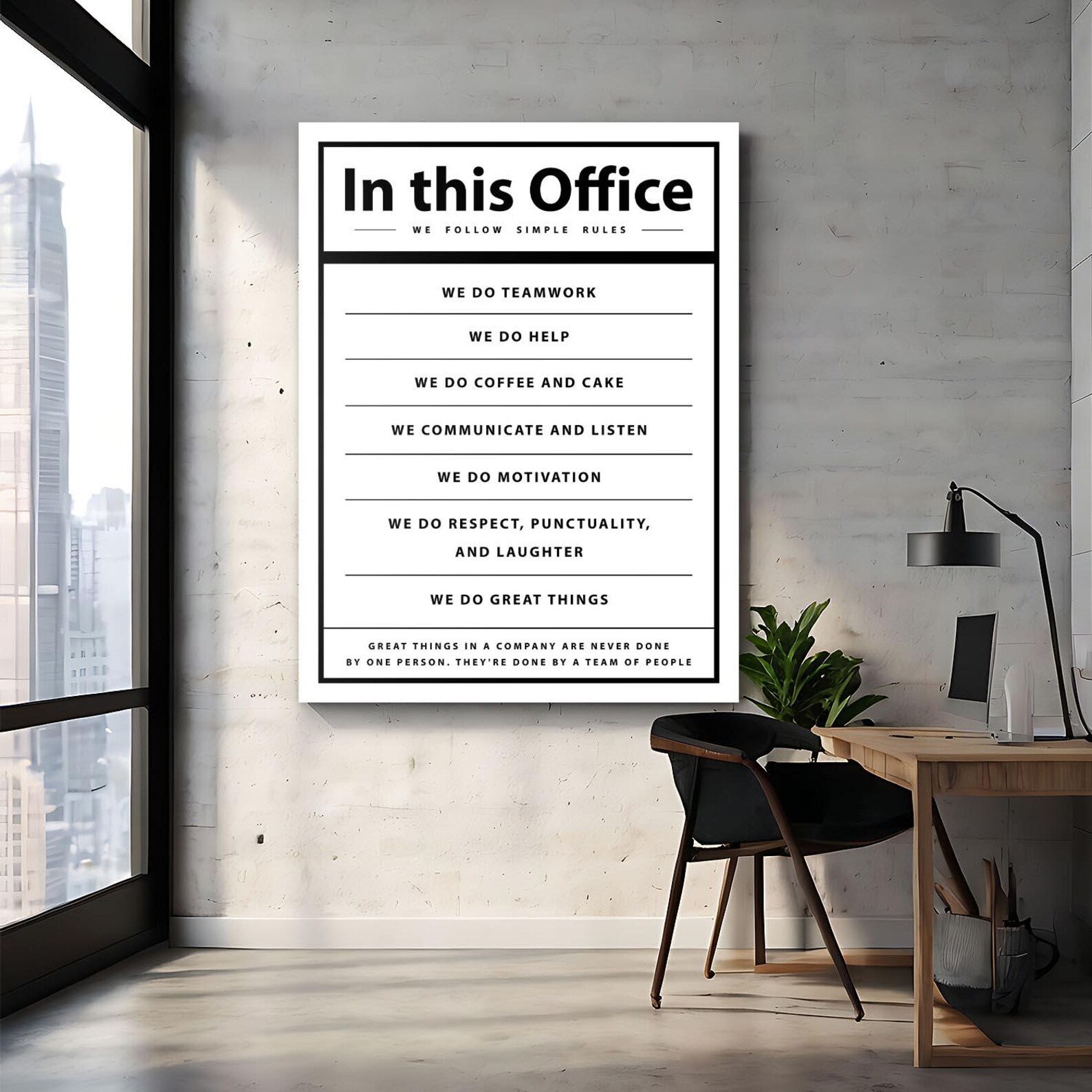 In This Office Wall Art | Office Rules Sign | Teamwork Motivation ...