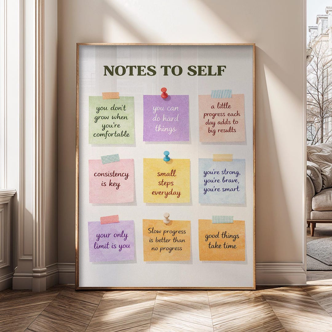 Notes to Self Art, Motivational Quotes Poster, Positive Affirmation ...