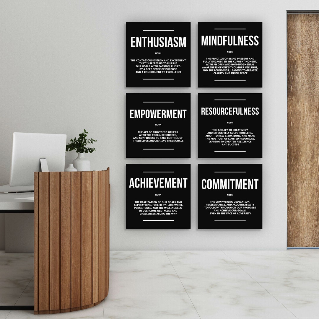 6x Mindfulness Inspirational Prints, Enthusiasm Sign, Commitment Canvas ...