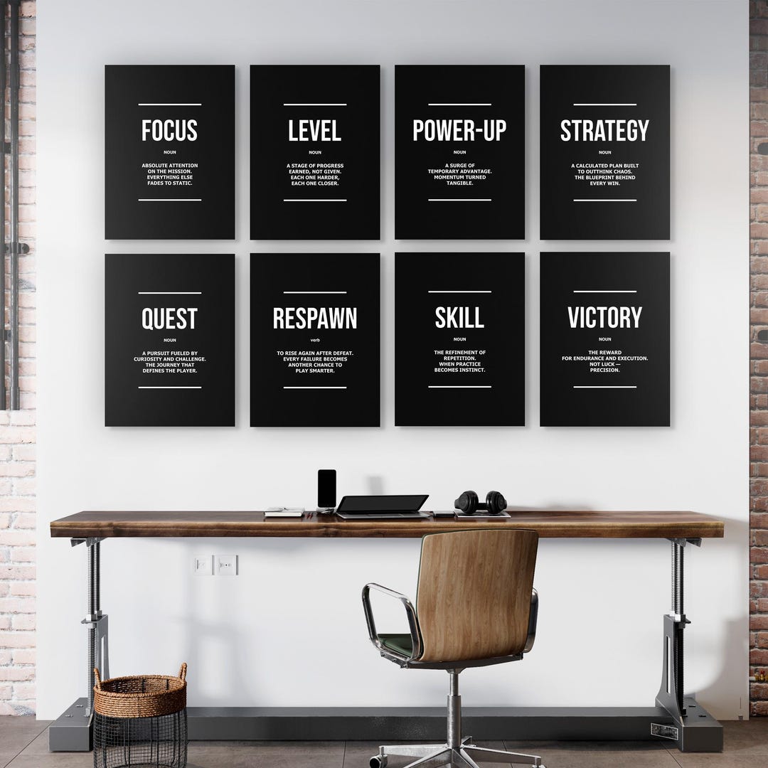 8x Gamer Definition Wall Art Bundle | Gaming Posters Set | Esports Room ...