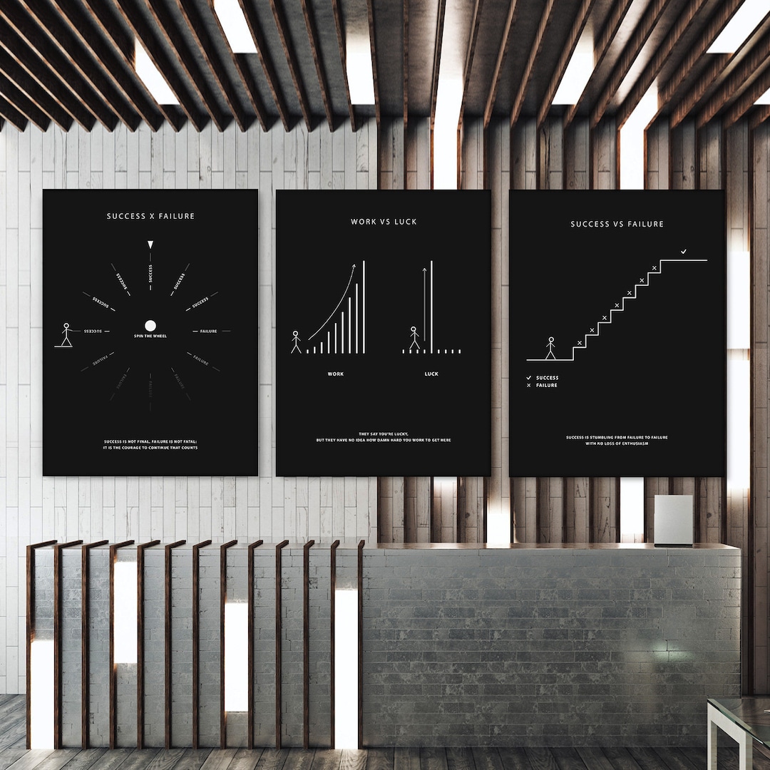 Success Vs Failure Wall Art, Motivational Canvas Print, Work Vs Luck ...