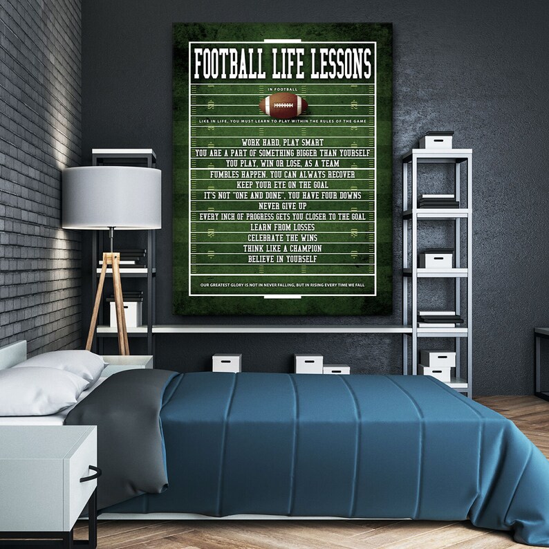 Football Life Lessons Sign Sports Quote Wall Art NFL Football - Etsy