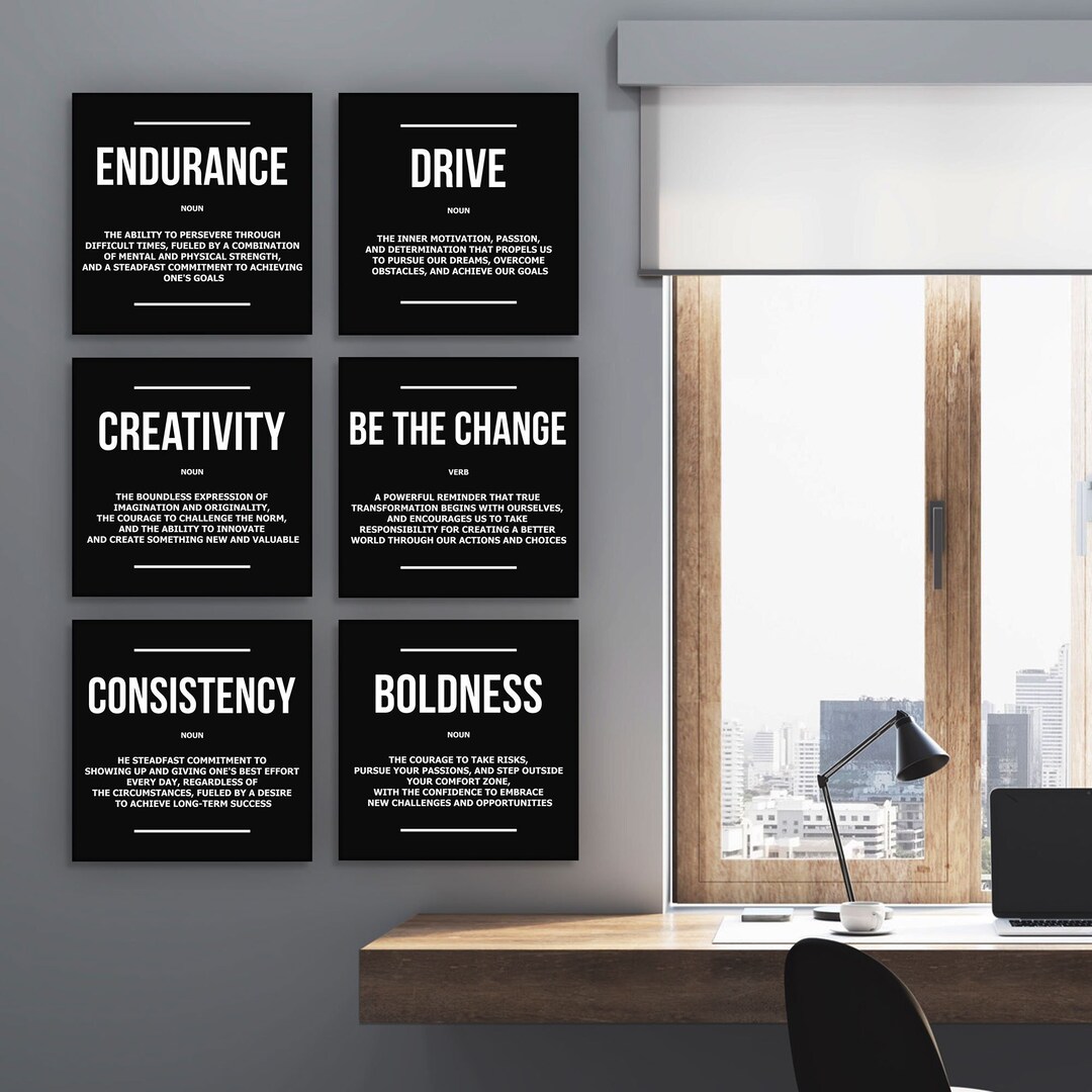 6x Entrepreneur Spirit Motivational Wall Art Bundle, Drive, Creativity ...
