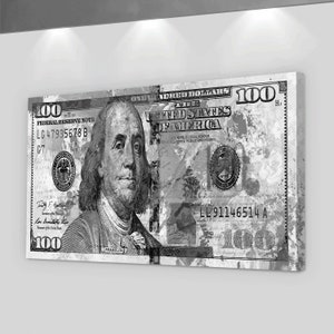 100 Dollar Bill Canvas Print, Office Wall Art, Money Inspiration - Etsy