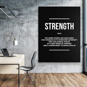 Strength Definition Wall Art – Motivational Quote Canvas Print ...