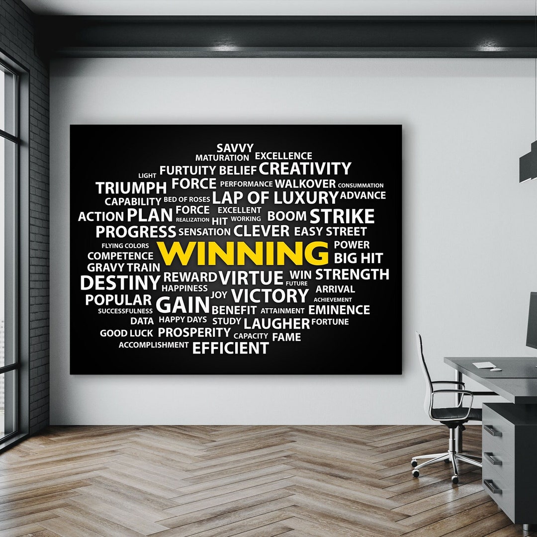Motivational Word Cloud Wall Art Canvas Print Success Winning - Etsy