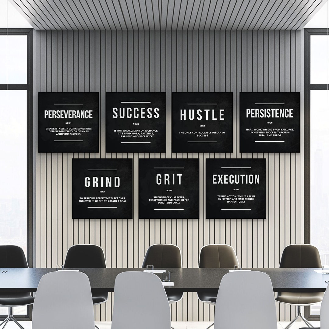 7x Motivational Wall Art Set | Perseverance Success Hustle Grind Grit ...