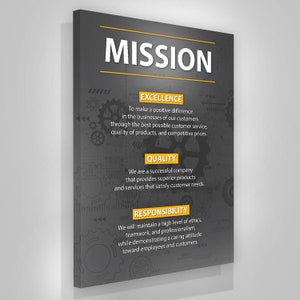 Mission Statement Wall Art Canvas Print • Office Mission Poster ...
