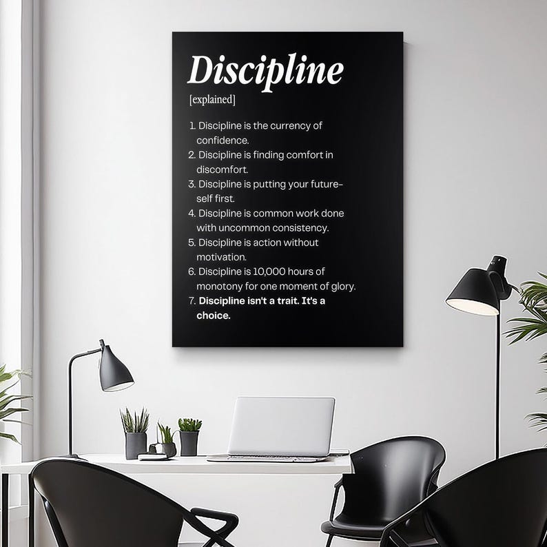 Discipline Explained Wall Art, Motivational Quote Poster, Mindset ...