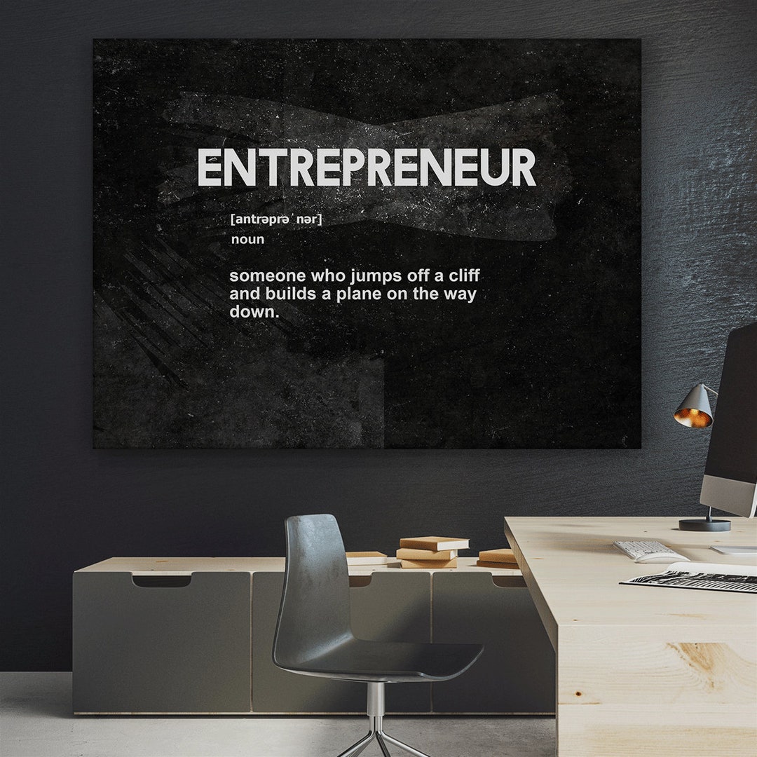 Entrepreneur Noun Wall Canvas Print Office Decor Hustle Art Motivation ...