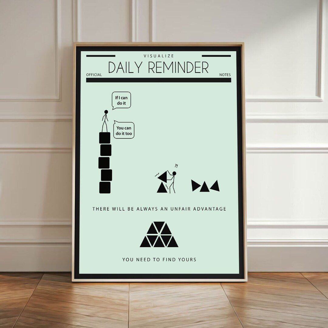 Daily Reminder Wall Art – Unfair Advantage Poster – Minimalist ...