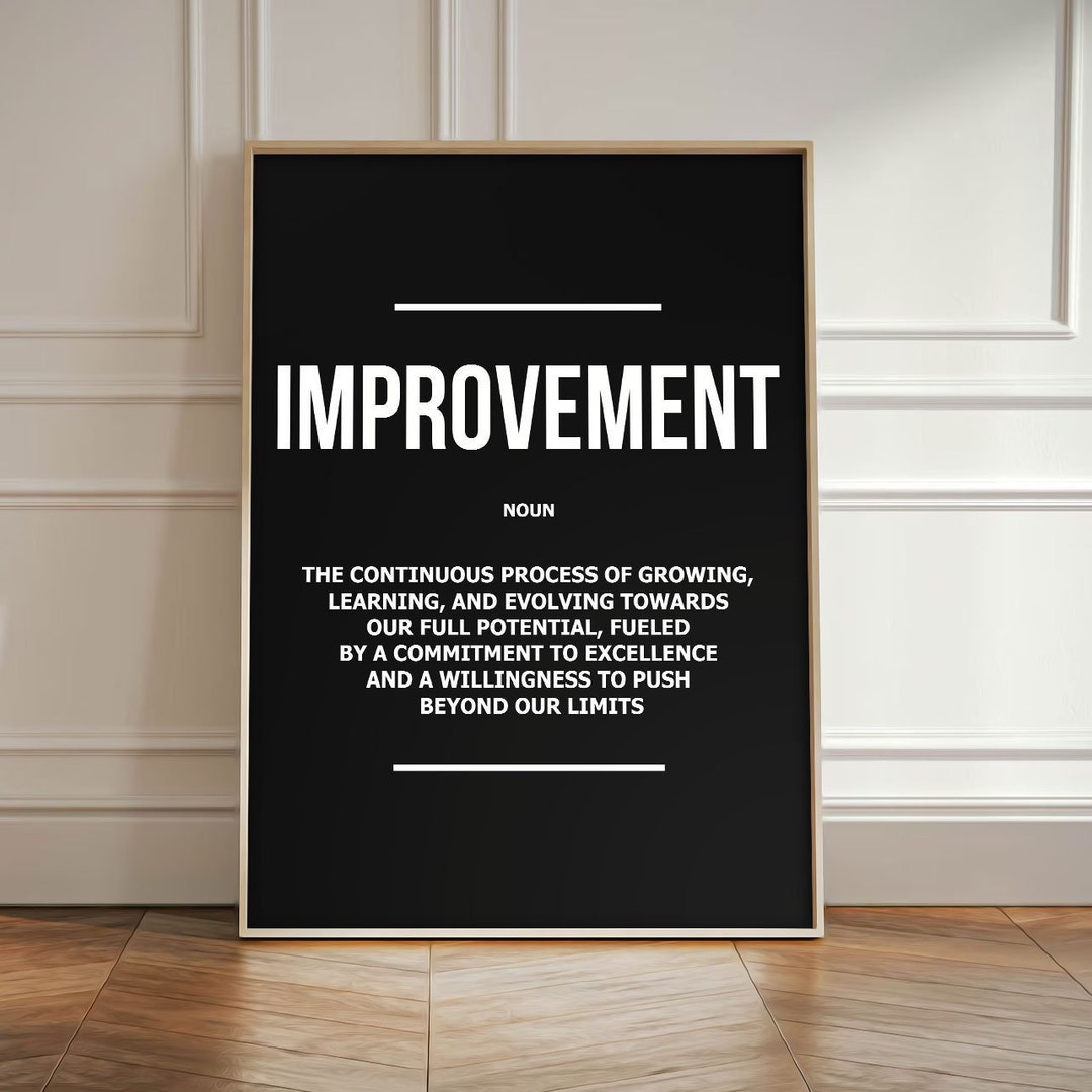 Improvement Wall Art, Inspiration Definition Quote, Development Poster ...