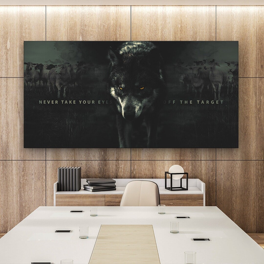 Wolf Hunting Motivational Wall Art, Wolve Quote Office Decor Canvas ...