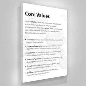 Corporate Canvas Core Values Office Wall Art Inspiration Digital Print ...